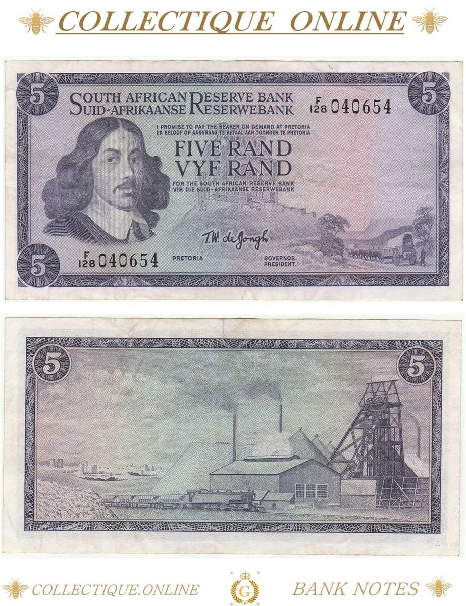TW de Jongh - 1967 : S. A. Bank Note : FIVE RAND / VYF RAND : TW de ...